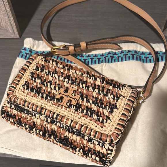 Tory Burch | Bags | Tory Burch Woven Crossbody Bag Brown And Black ...